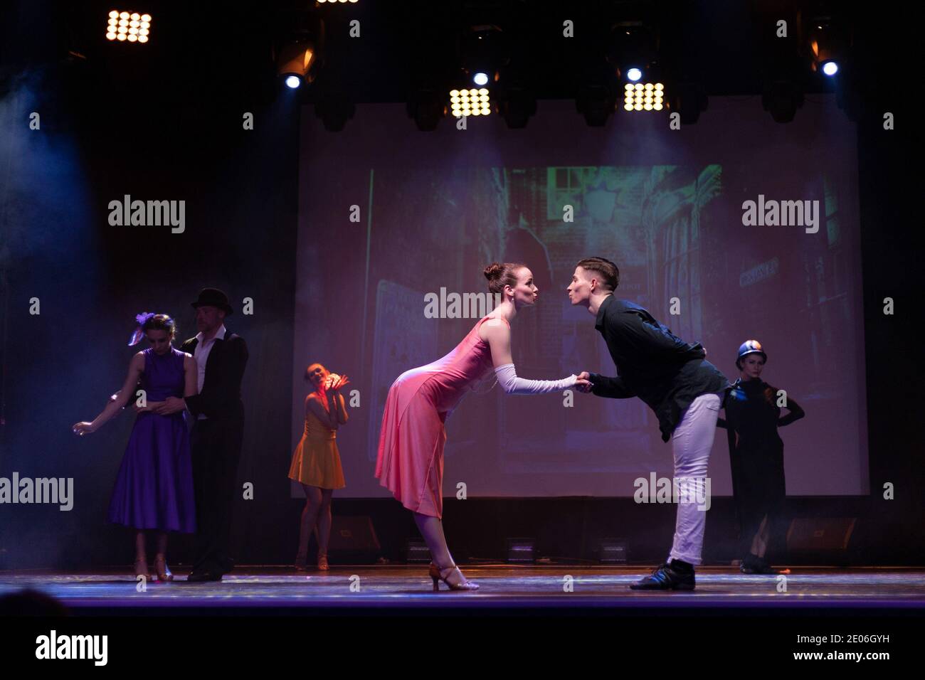 Dancer Actors perform on the theater stage in a dance show musical ...