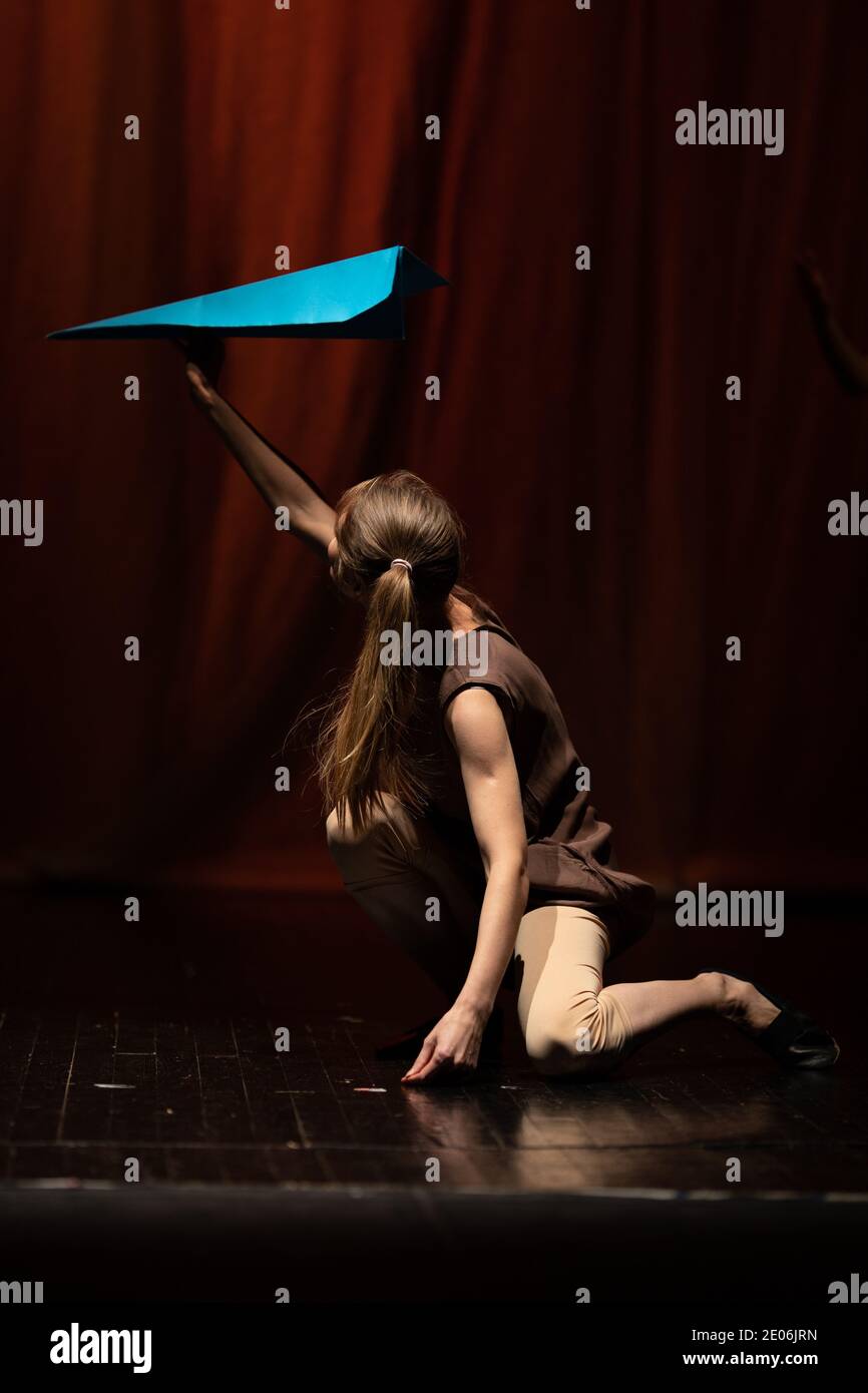 Actors and actresses play a modern lyrical performance of the theater ...