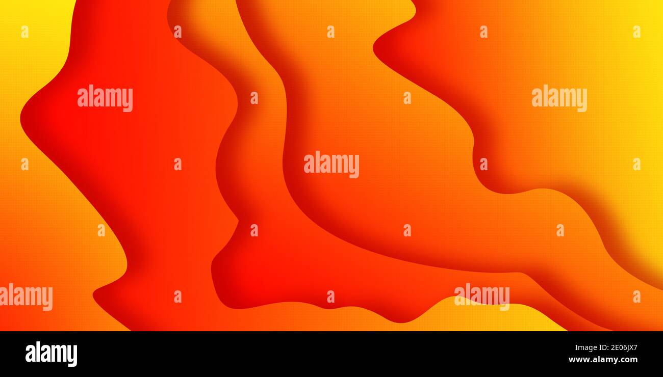 Orange background in the form of a flowing lava, panoramic illustration ...