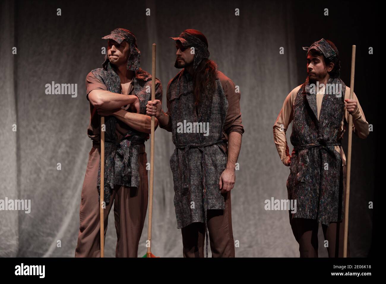 Actors and actresses play a modern lyrical performance of the theater ...