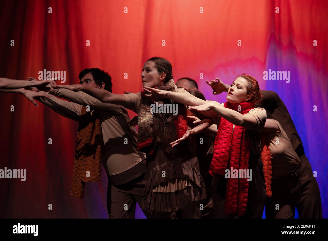 Actors and actresses play a modern lyrical performance of the theater ...