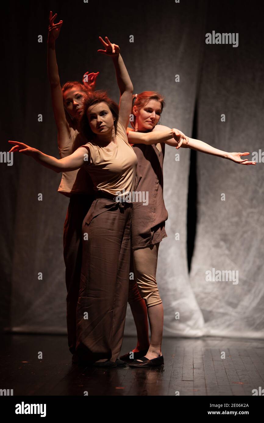 Actors and actresses play a modern lyrical performance of the theater ...
