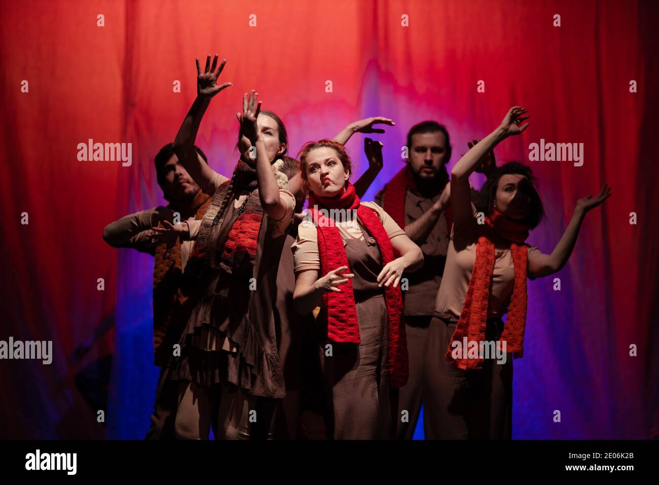 Actors and actresses play a modern lyrical performance of the theater ...