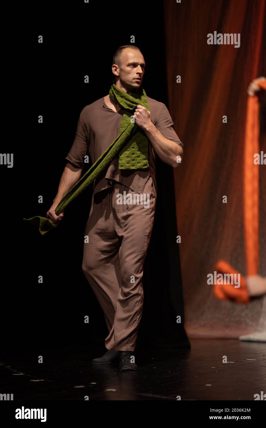 Actors and actresses play a modern lyrical performance of the theater ...