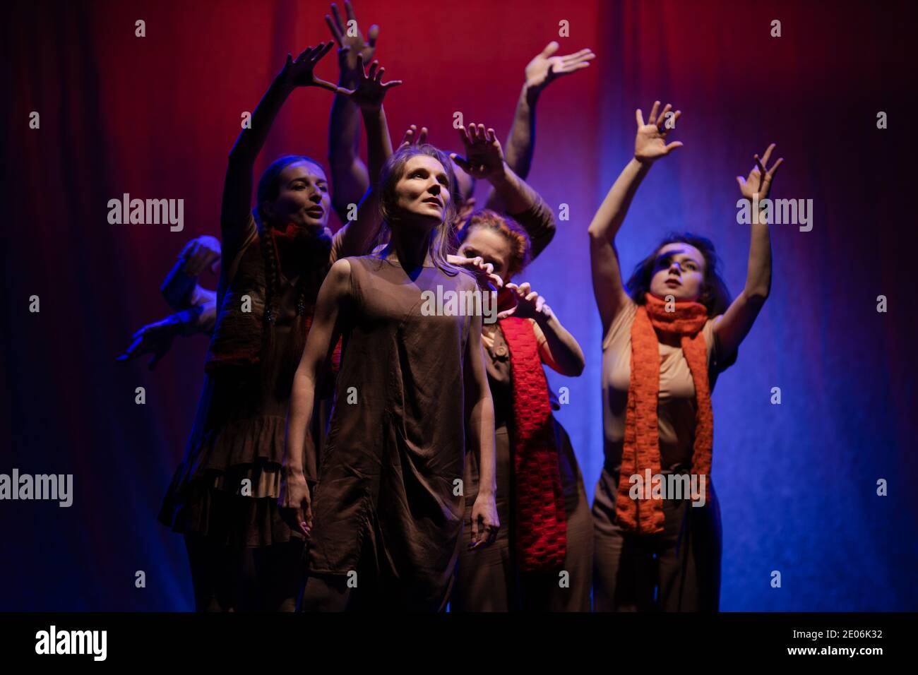 Actors and actresses play a modern lyrical performance of the theater ...