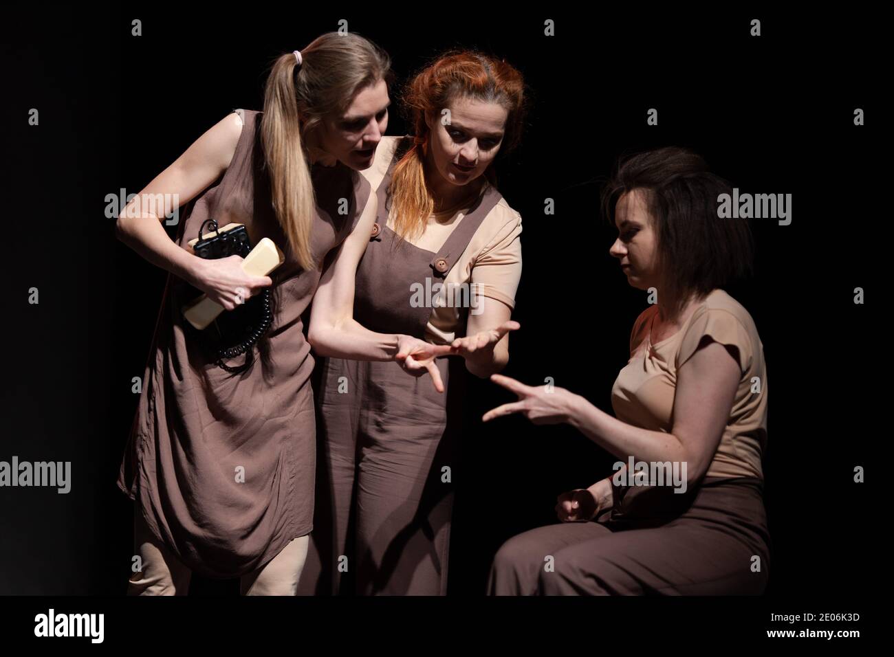 Actors and actresses play a modern lyrical performance of the theater ...