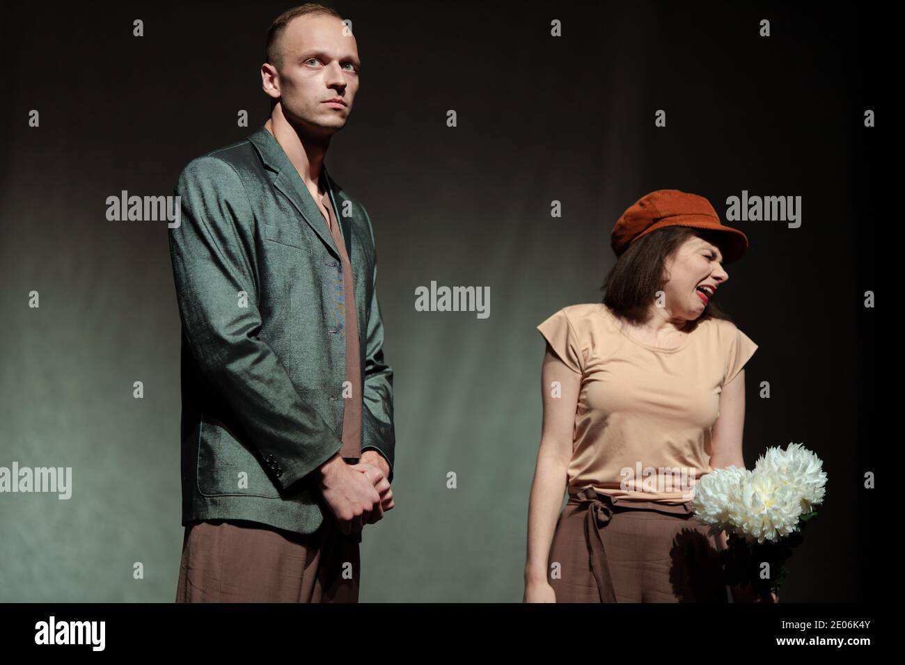 Actors and actresses play a modern lyrical performance of the theater ...