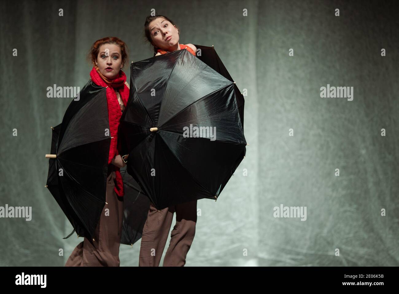 Actors and actresses play a modern lyrical performance of the theater ...
