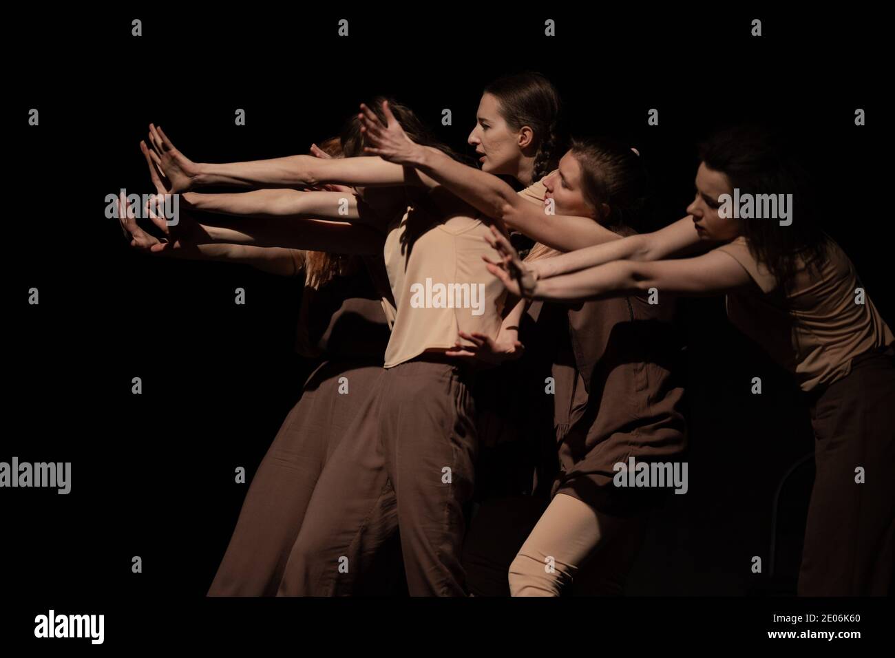 Actors and actresses play a modern lyrical performance of the theater ...