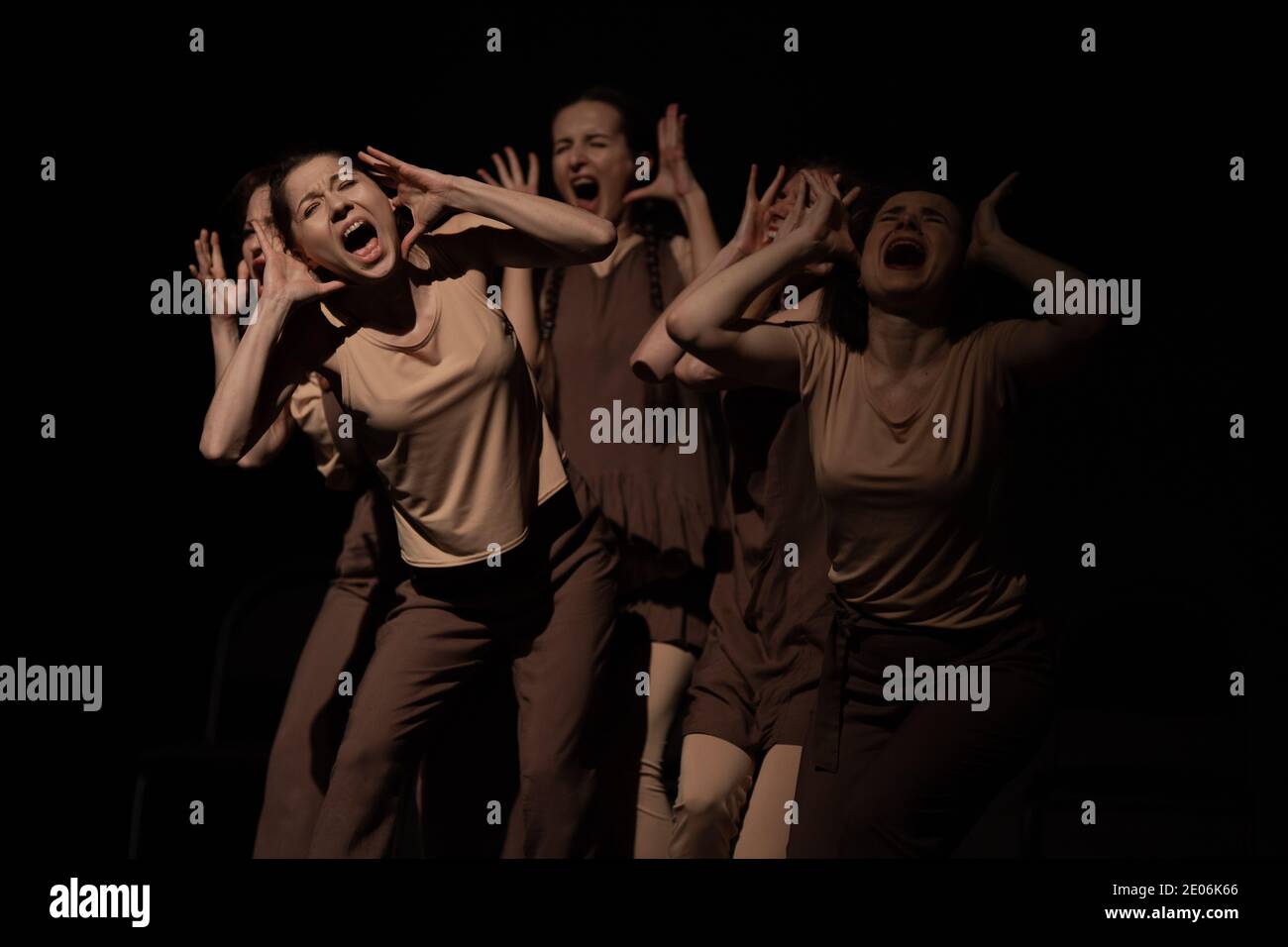 Actors and actresses play a modern lyrical performance of the theater ...