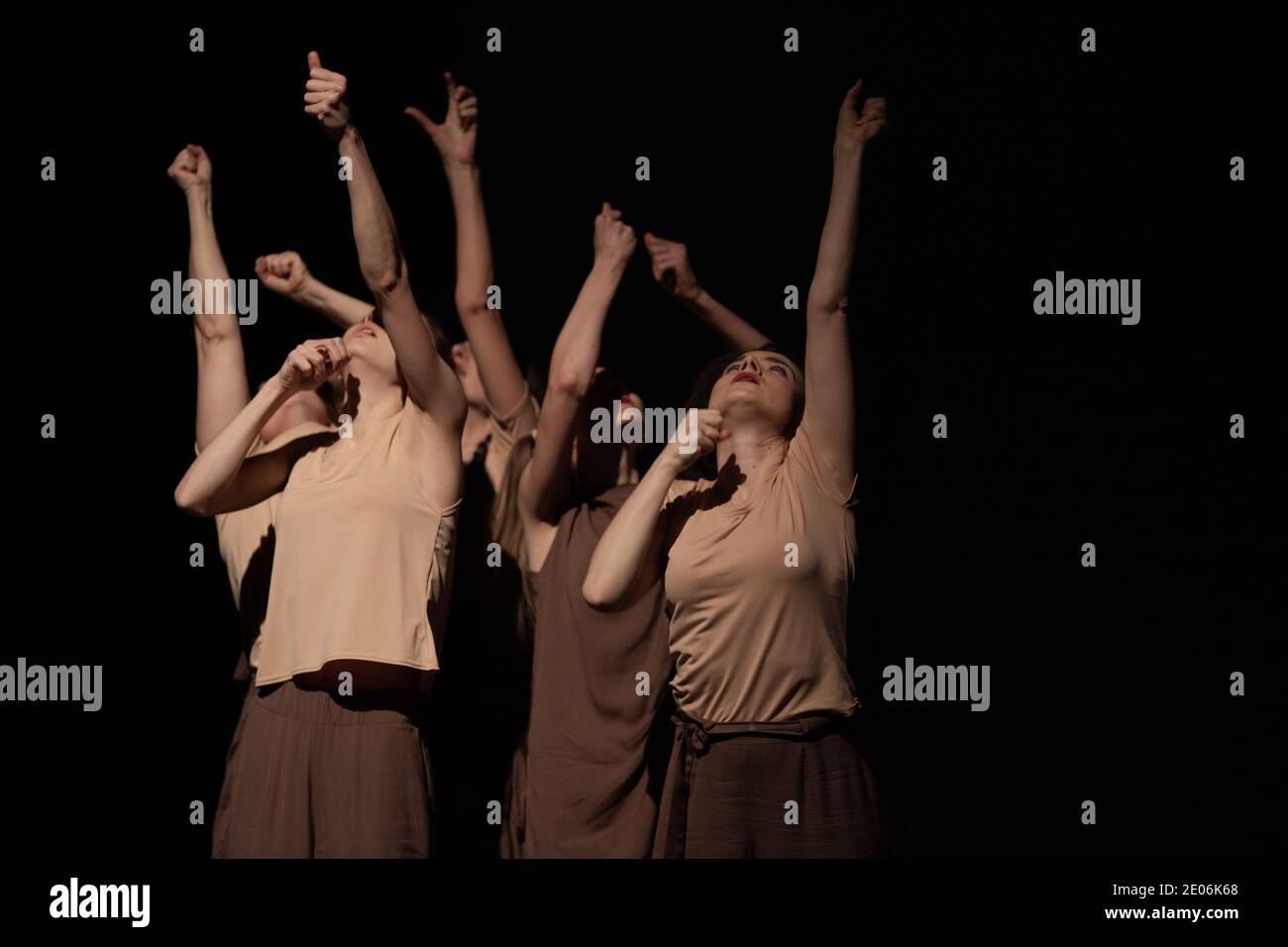 Actors and actresses play a modern lyrical performance of the theater ...