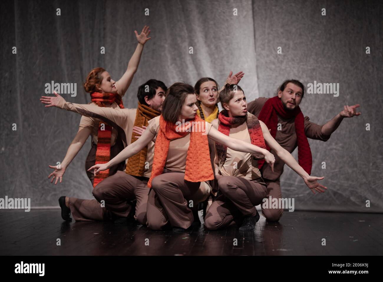 Actors and actresses play a modern lyrical performance of the theater ...
