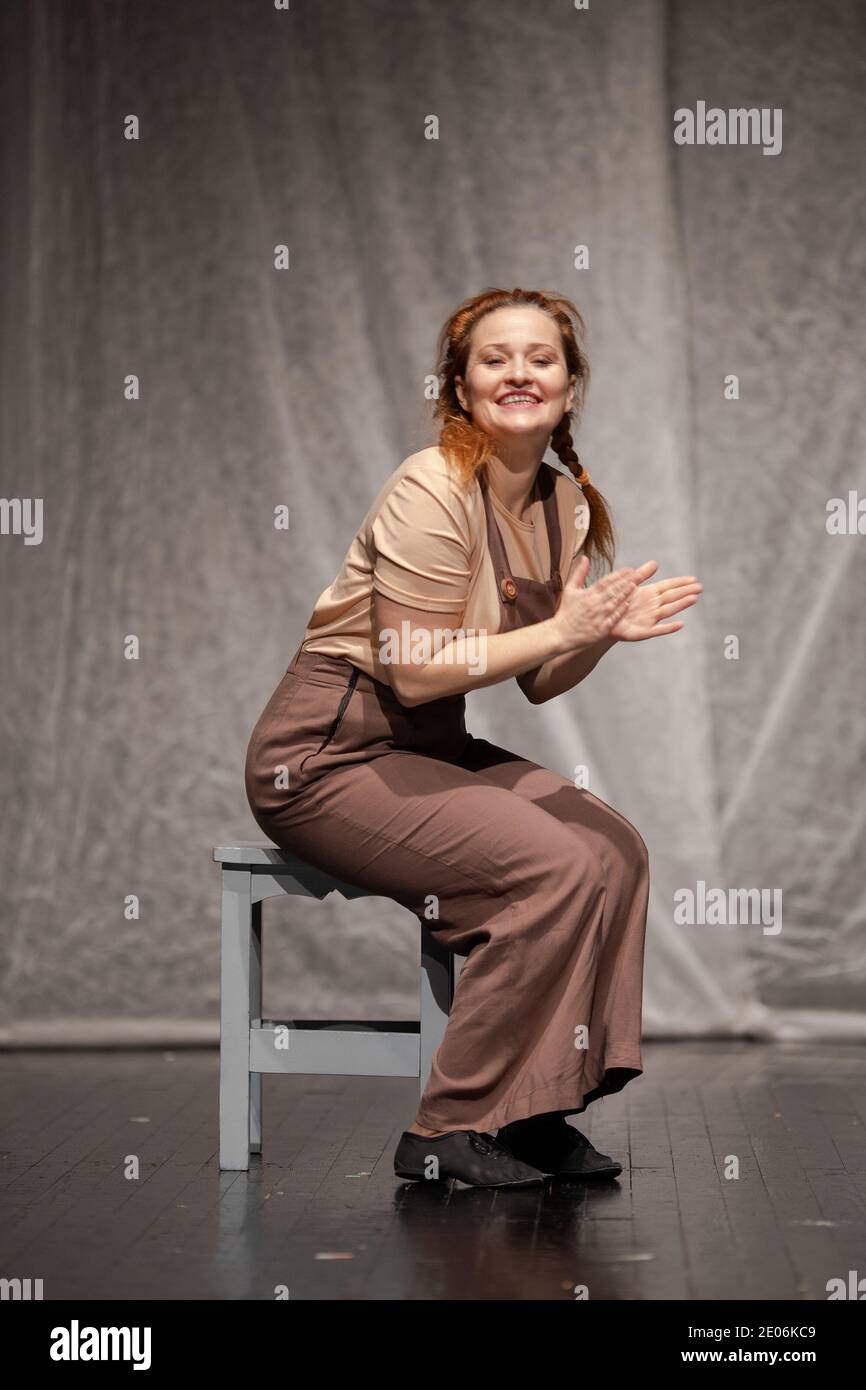 Actors and actresses play a modern lyrical performance of the theater ...