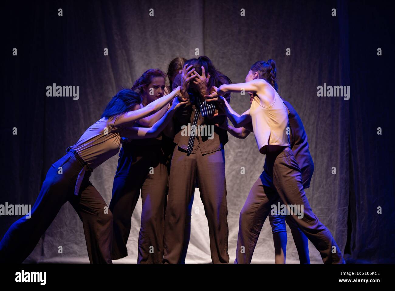 Actors and actresses play a modern lyrical performance of the theater ...