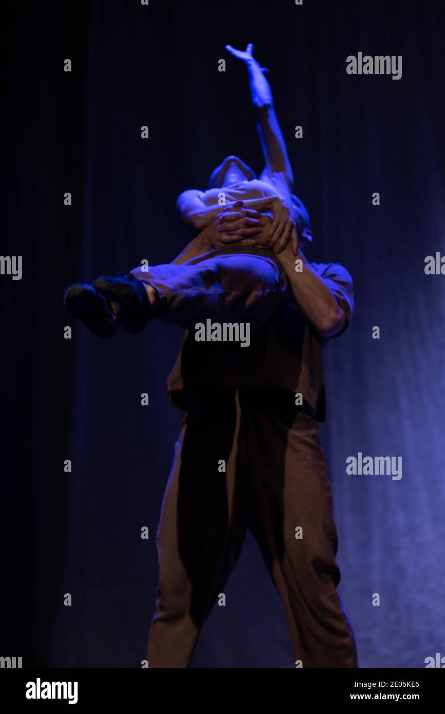 Actors and actresses play a modern lyrical performance of the theater ...