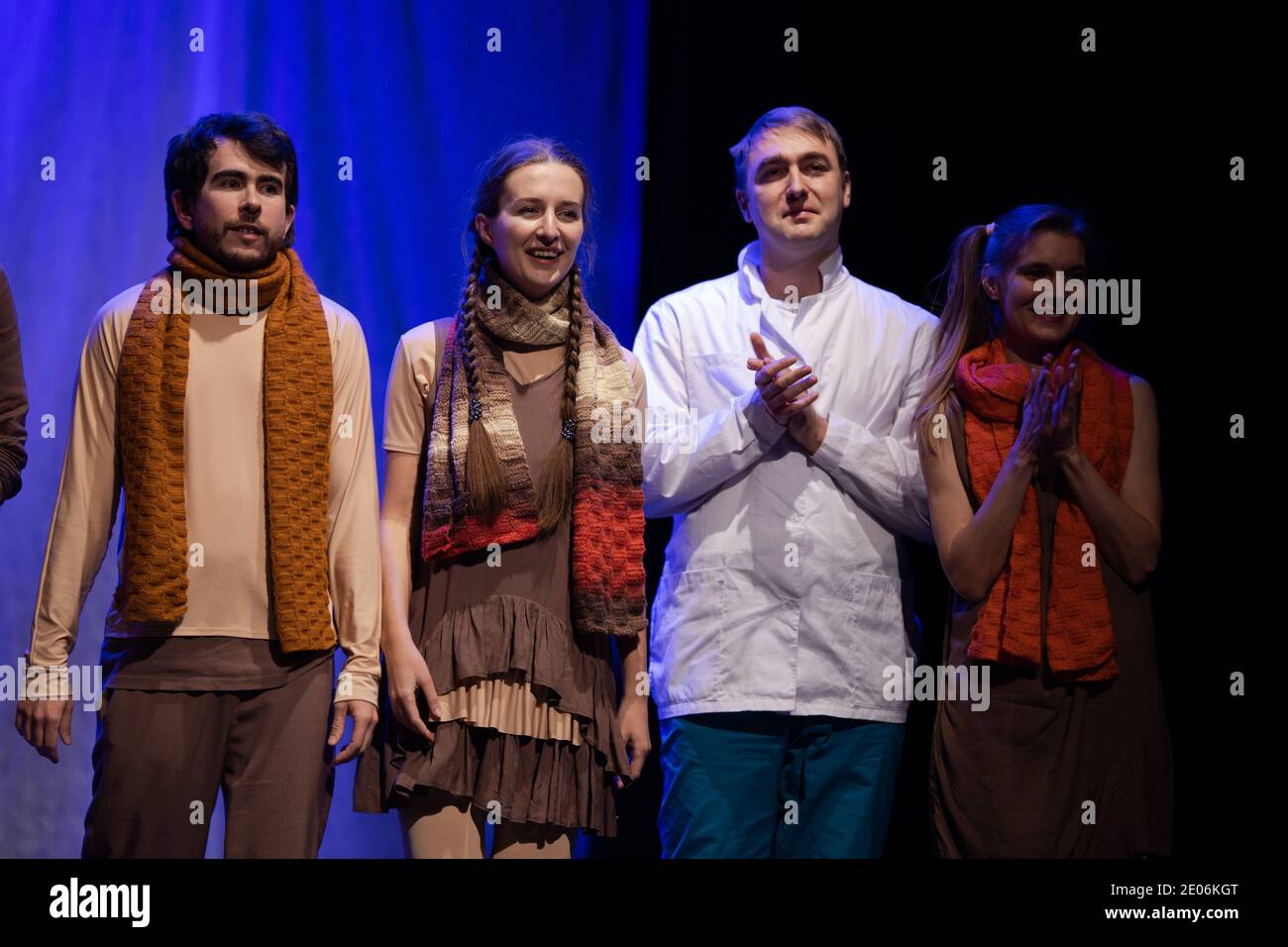 Actors and actresses play a modern lyrical performance of the theater ...