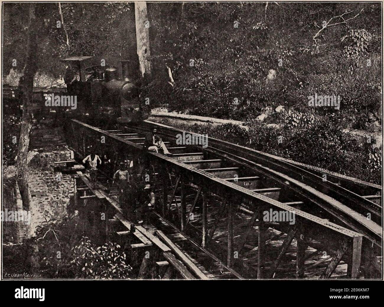 Le chemin de fer du Congo (Matadi-Stanley-Pool). Pont en courbre et en ...