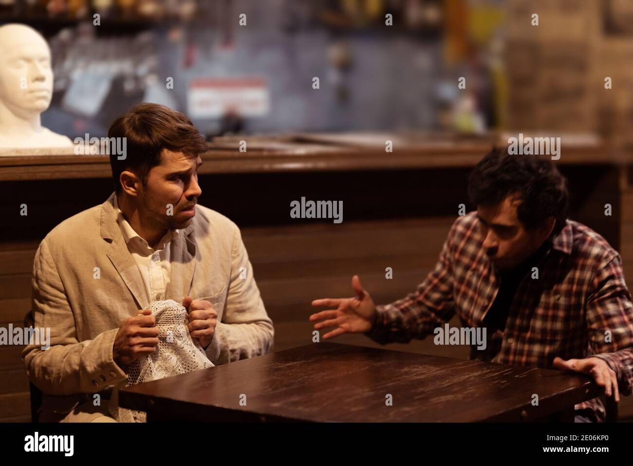Actors and actresses play a modern interactive performance show in a ...