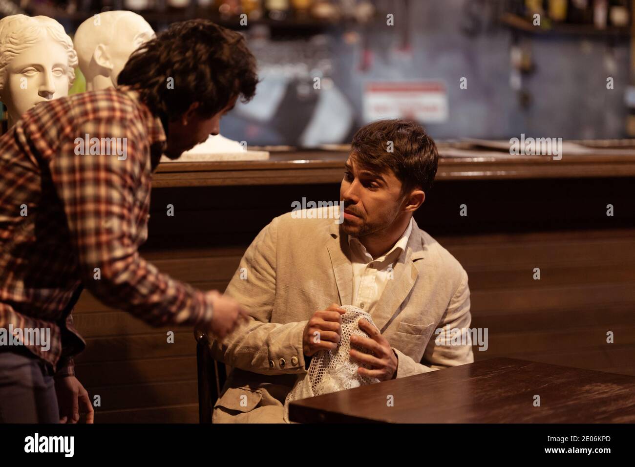 Actors and actresses play a modern interactive performance show in a ...