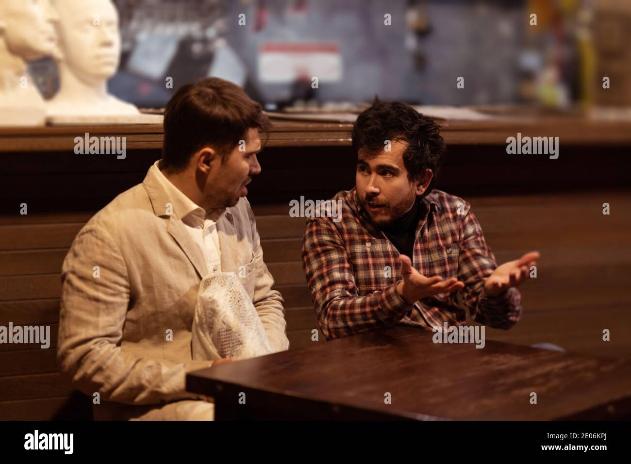 Actors and actresses play a modern interactive performance show in a ...