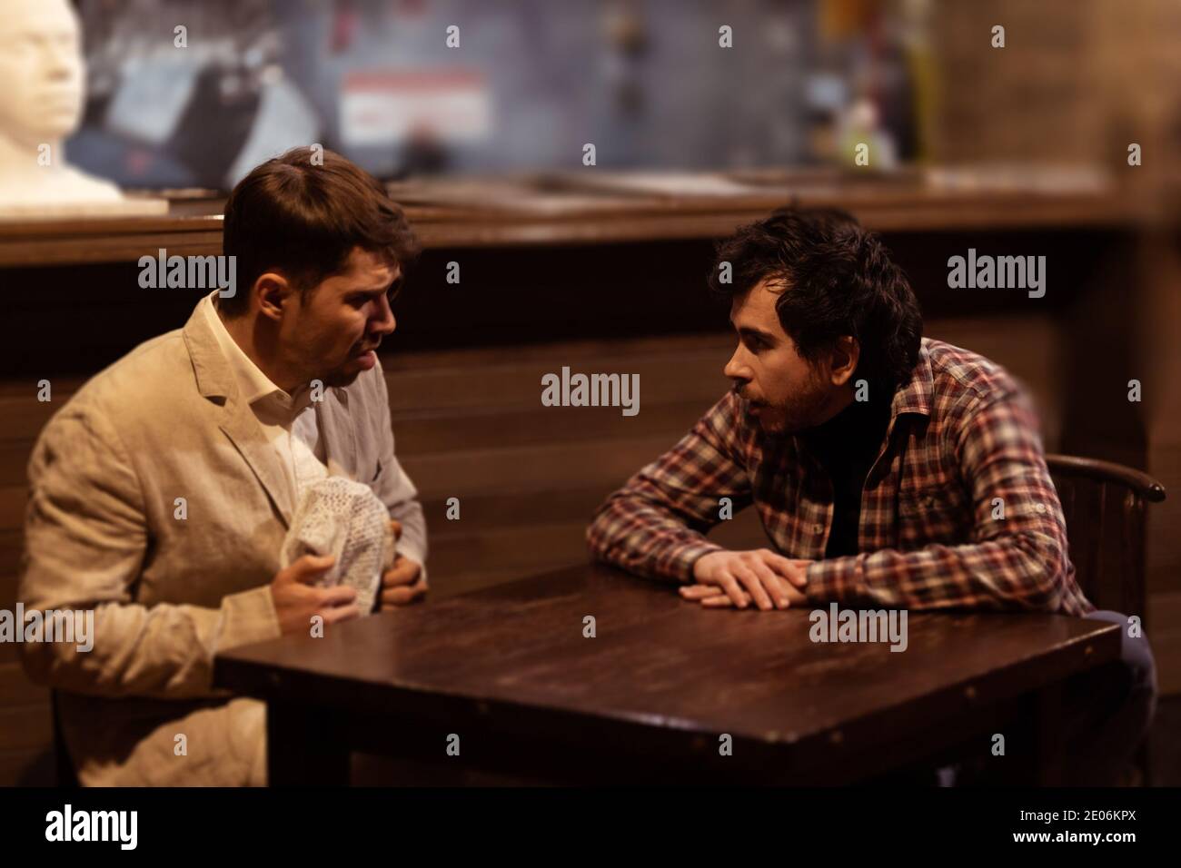 Actors and actresses play a modern interactive performance show in a ...