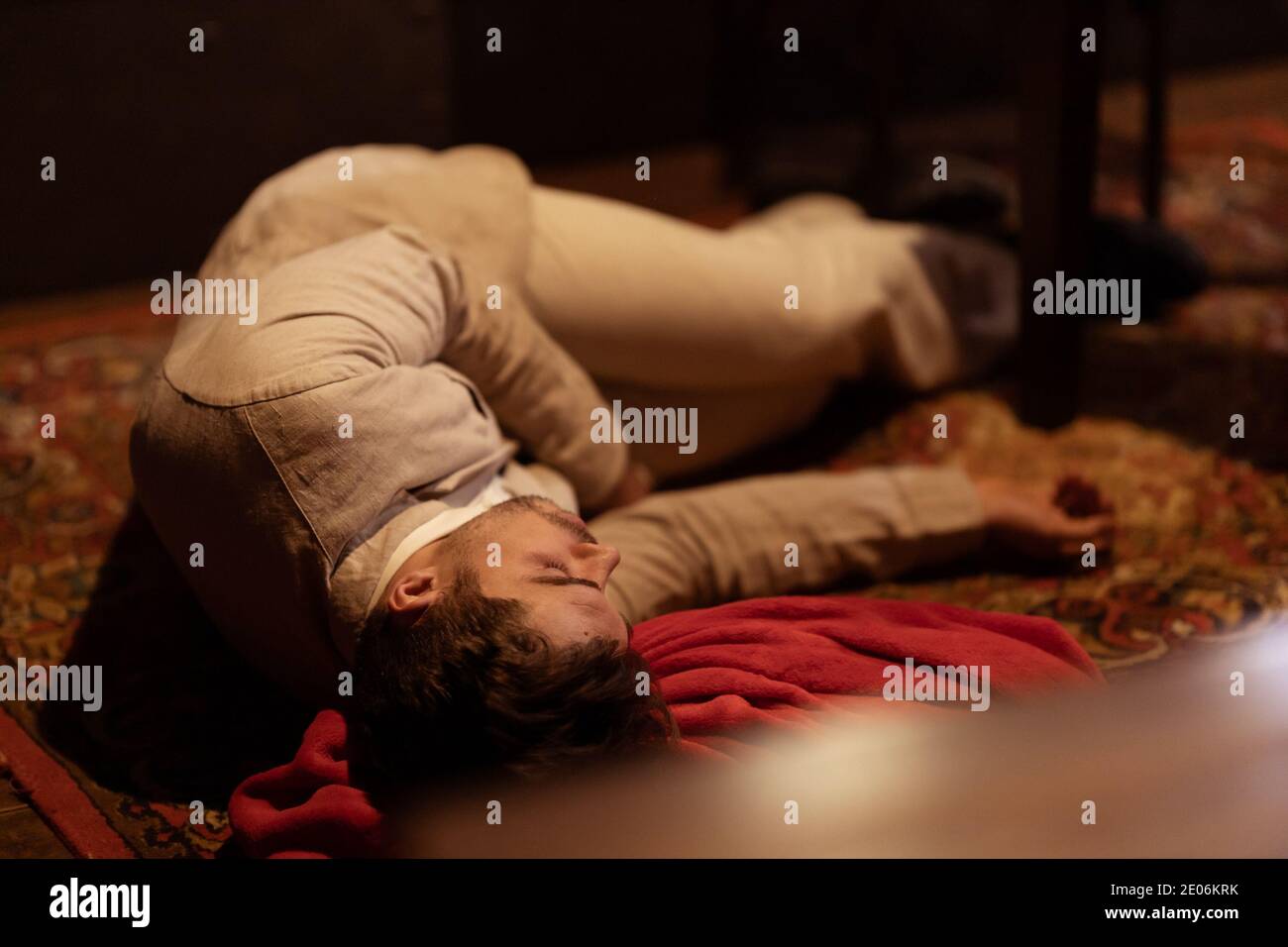 Actors and actresses play a modern interactive performance show in a ...