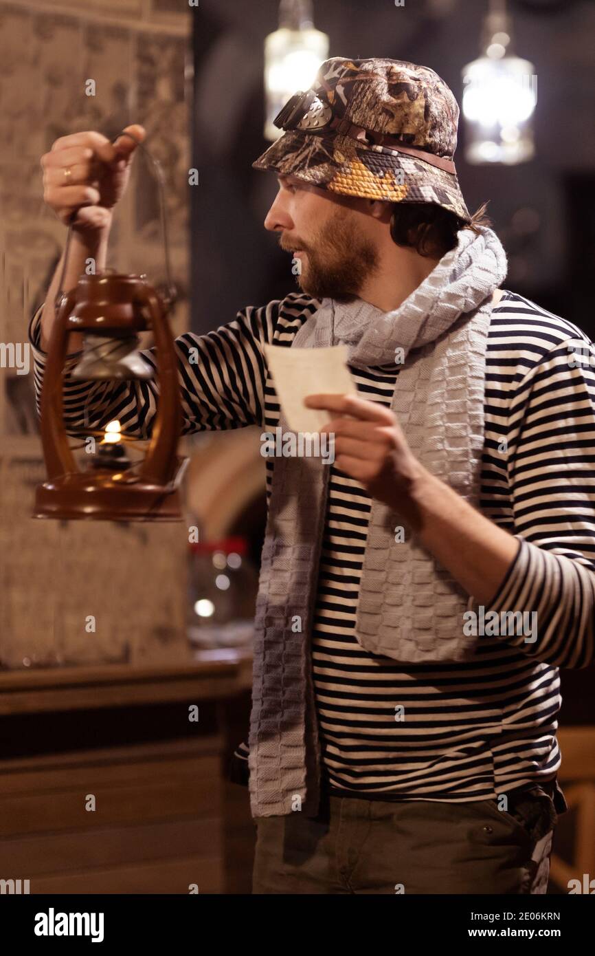 Actors and actresses play a modern interactive performance show in a ...