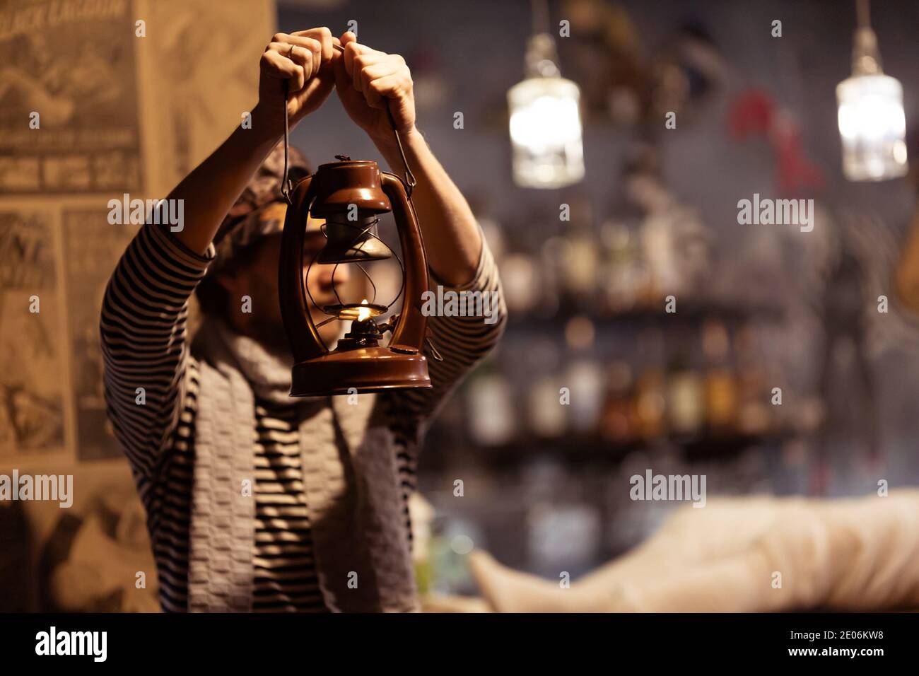 Actors and actresses play a modern interactive performance show in a ...