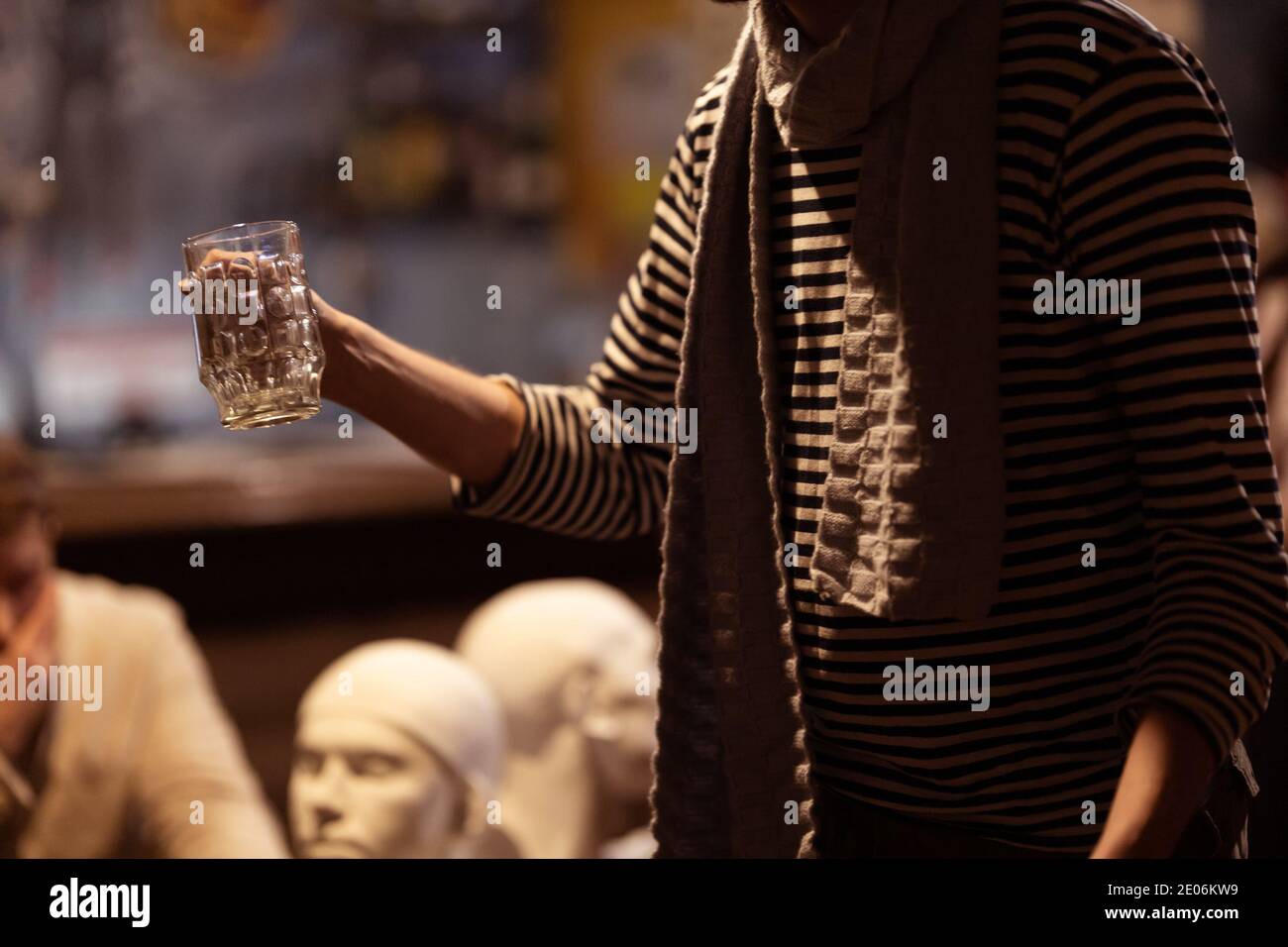 Actors and actresses play a modern interactive performance show in a ...