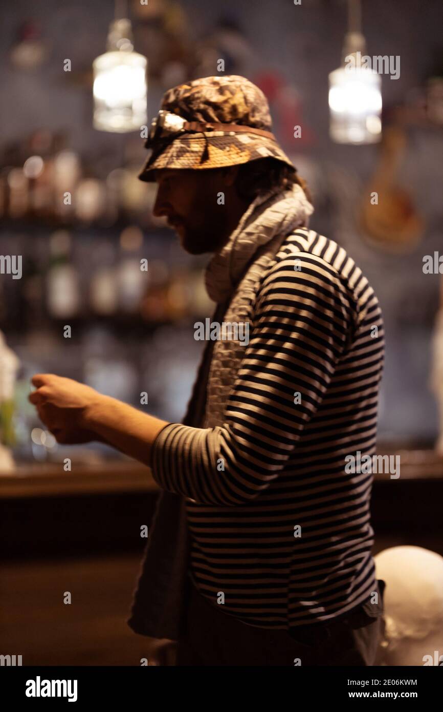 Actors and actresses play a modern interactive performance show in a ...