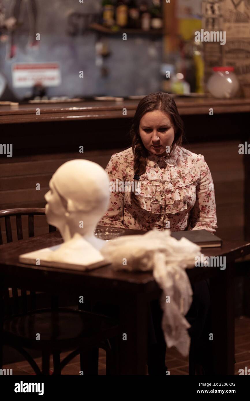 Actors and actresses play a modern interactive performance show in a ...
