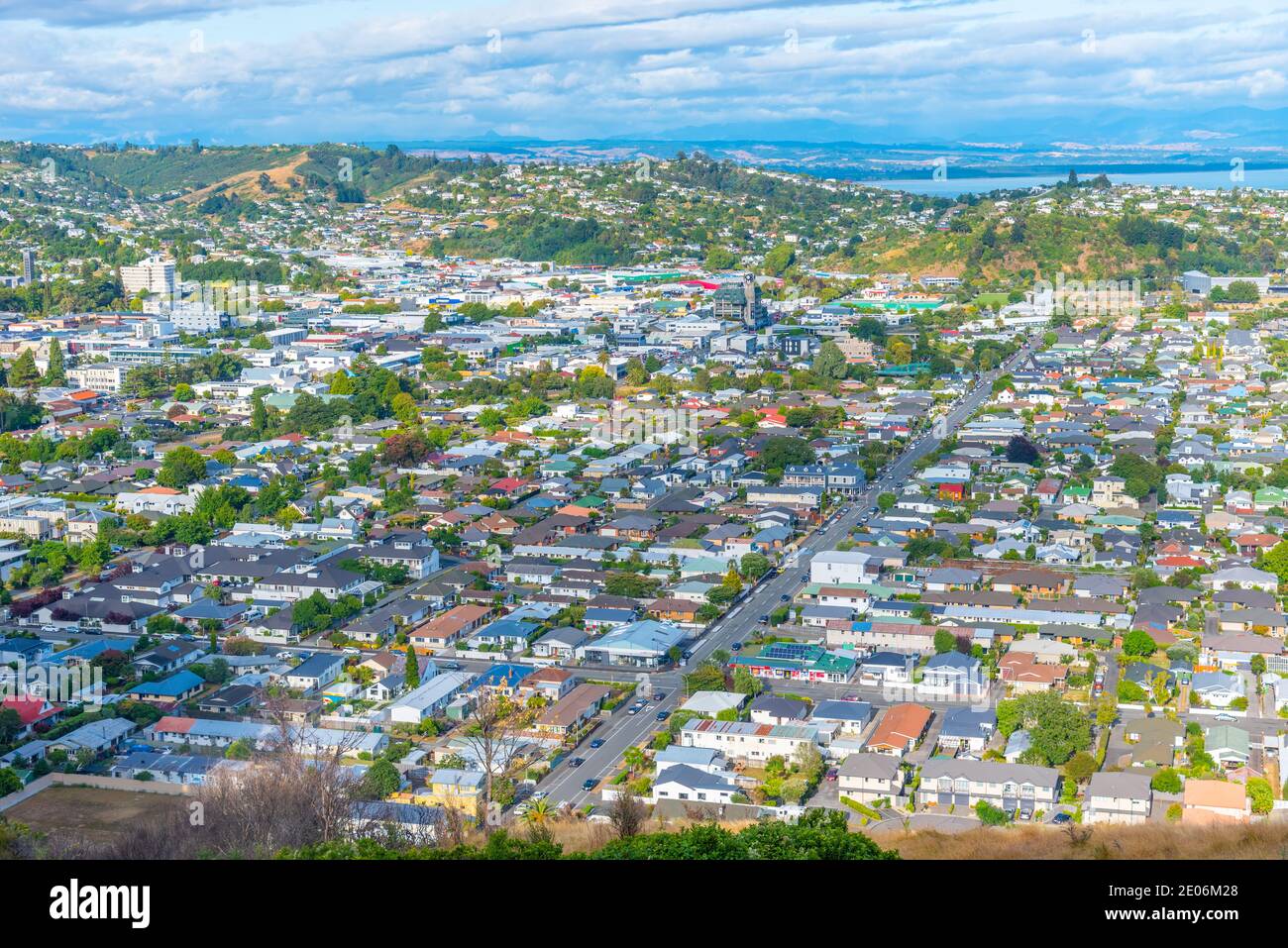 NELSON, NEW ZEALAND, FEBRUARY 5, 2020: Aerial view of downtown Nelson ...