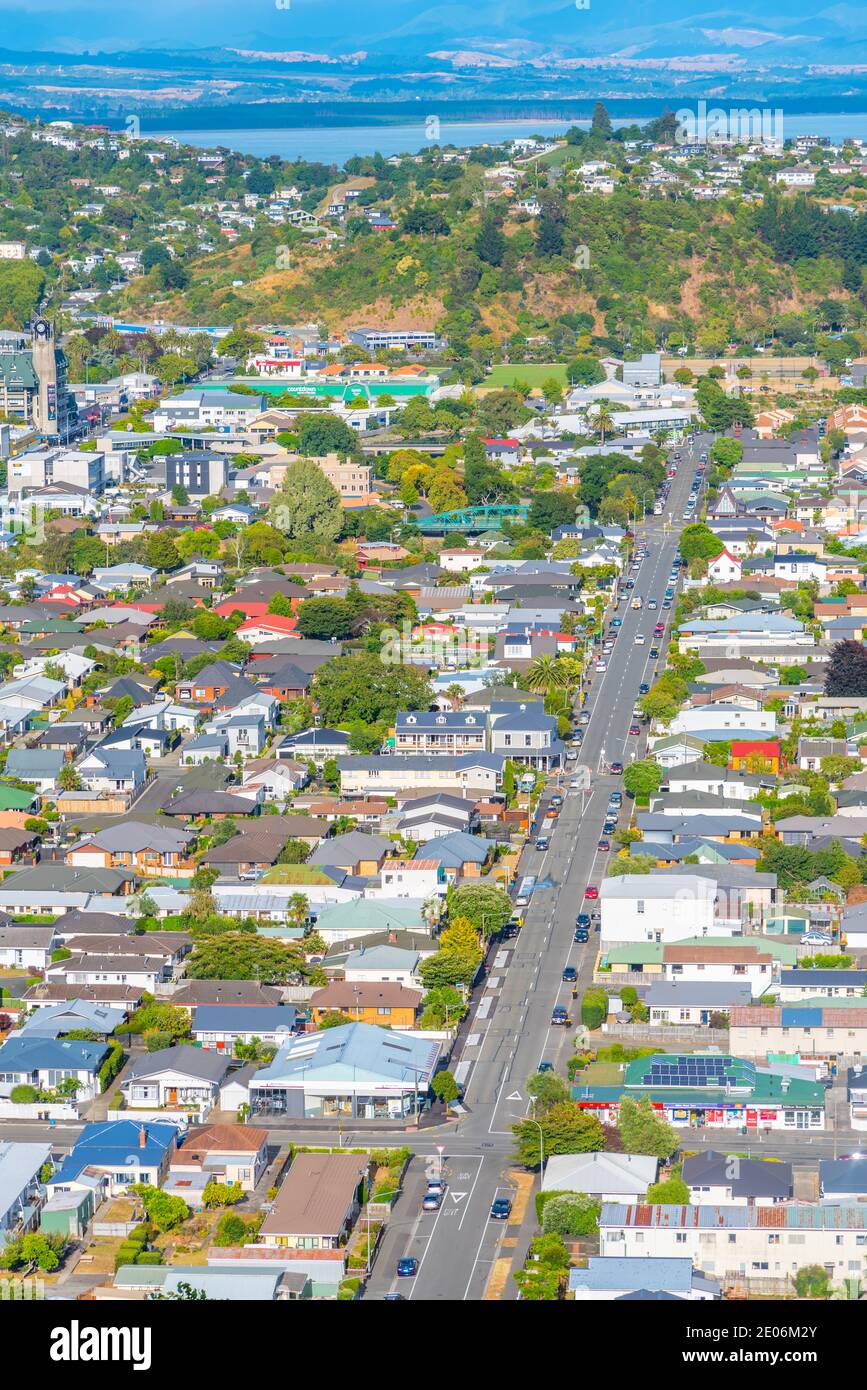 NELSON, NEW ZEALAND, FEBRUARY 5, 2020: Aerial view of downtown Nelson ...