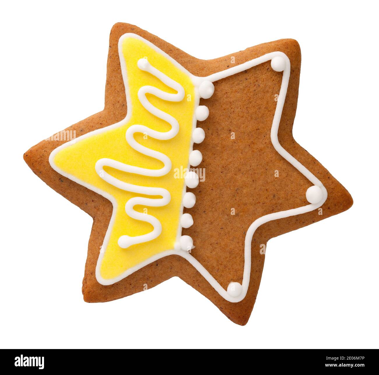 Gingerbread star isolated on white background. Top view Stock Photo - Alamy