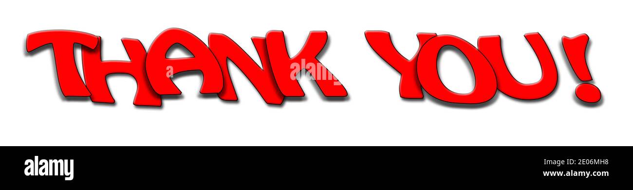THANK YOU - red lettering as banner isolated on white background - 3D ...