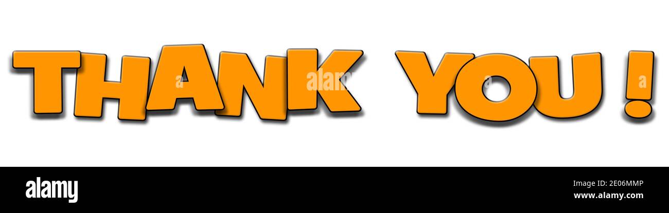 THANK YOU - orange lettering as banner isolated on white background ...