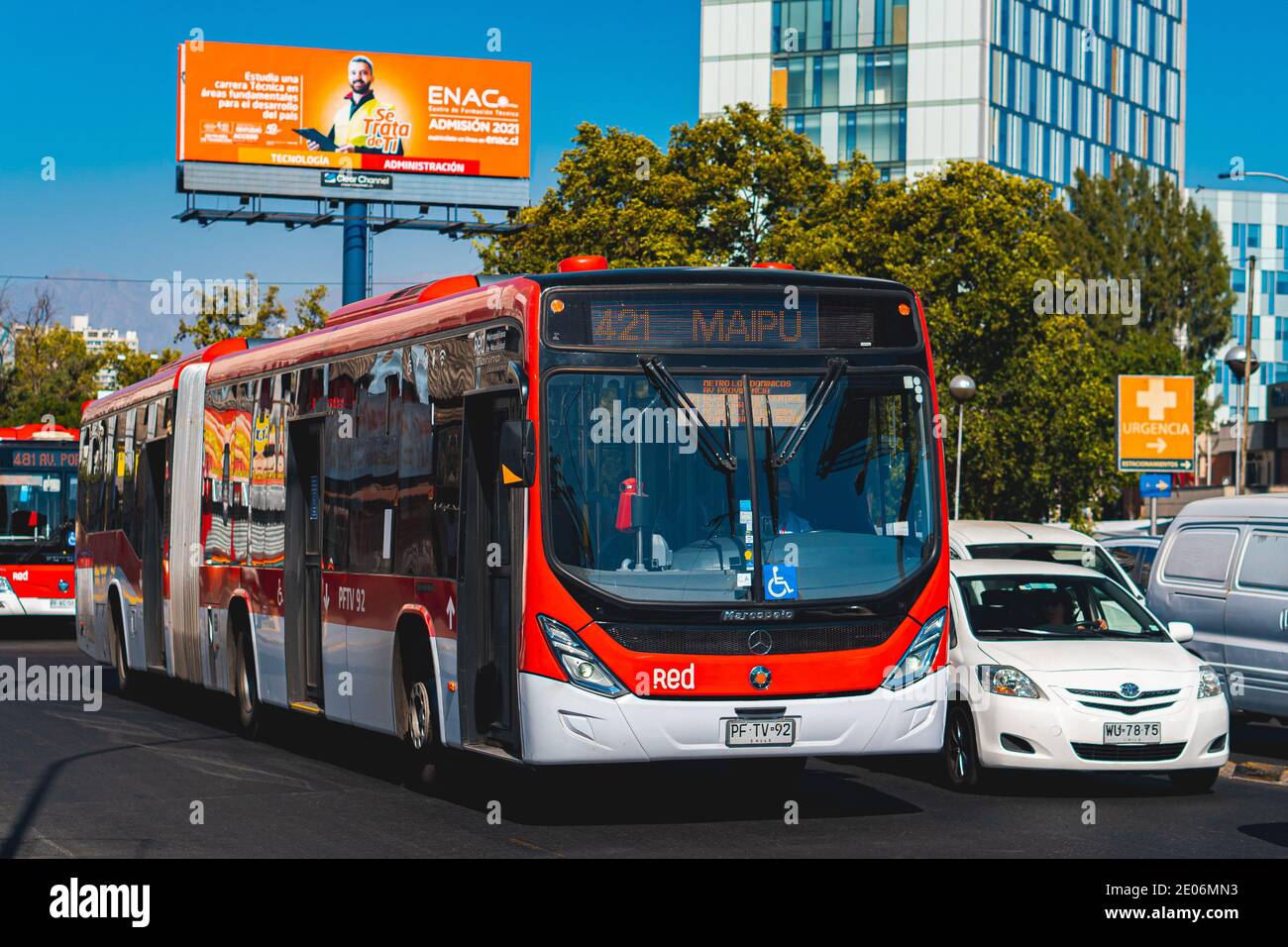 Santiago, Chile - December 2020: A Transantiago bus in Estación Central ...