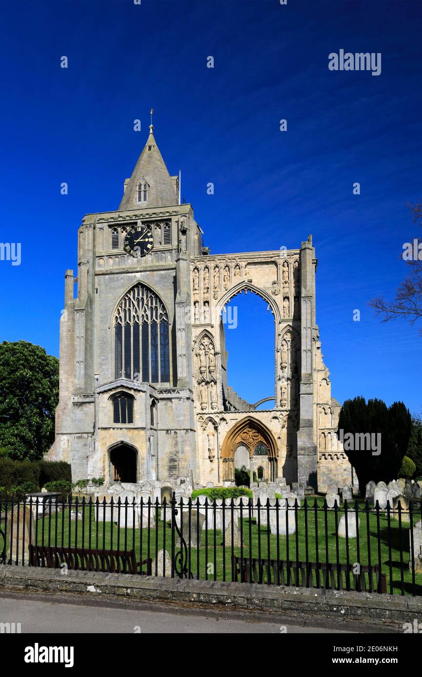 Summer view of Crowland Abbey; Crowland town; Lincolnshire; England; UK ...
