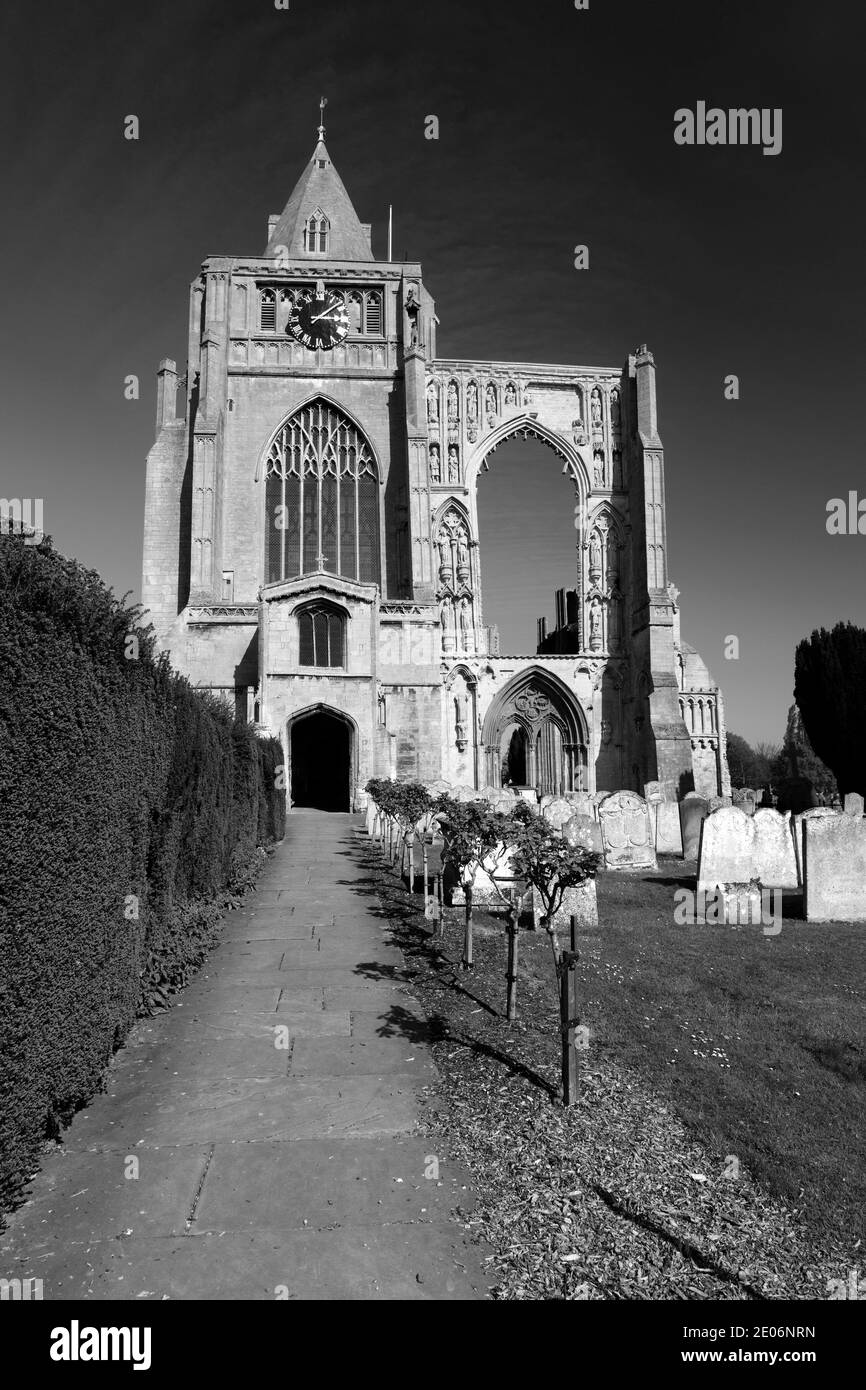 Summer view of Crowland Abbey; Crowland town; Lincolnshire; England; UK ...