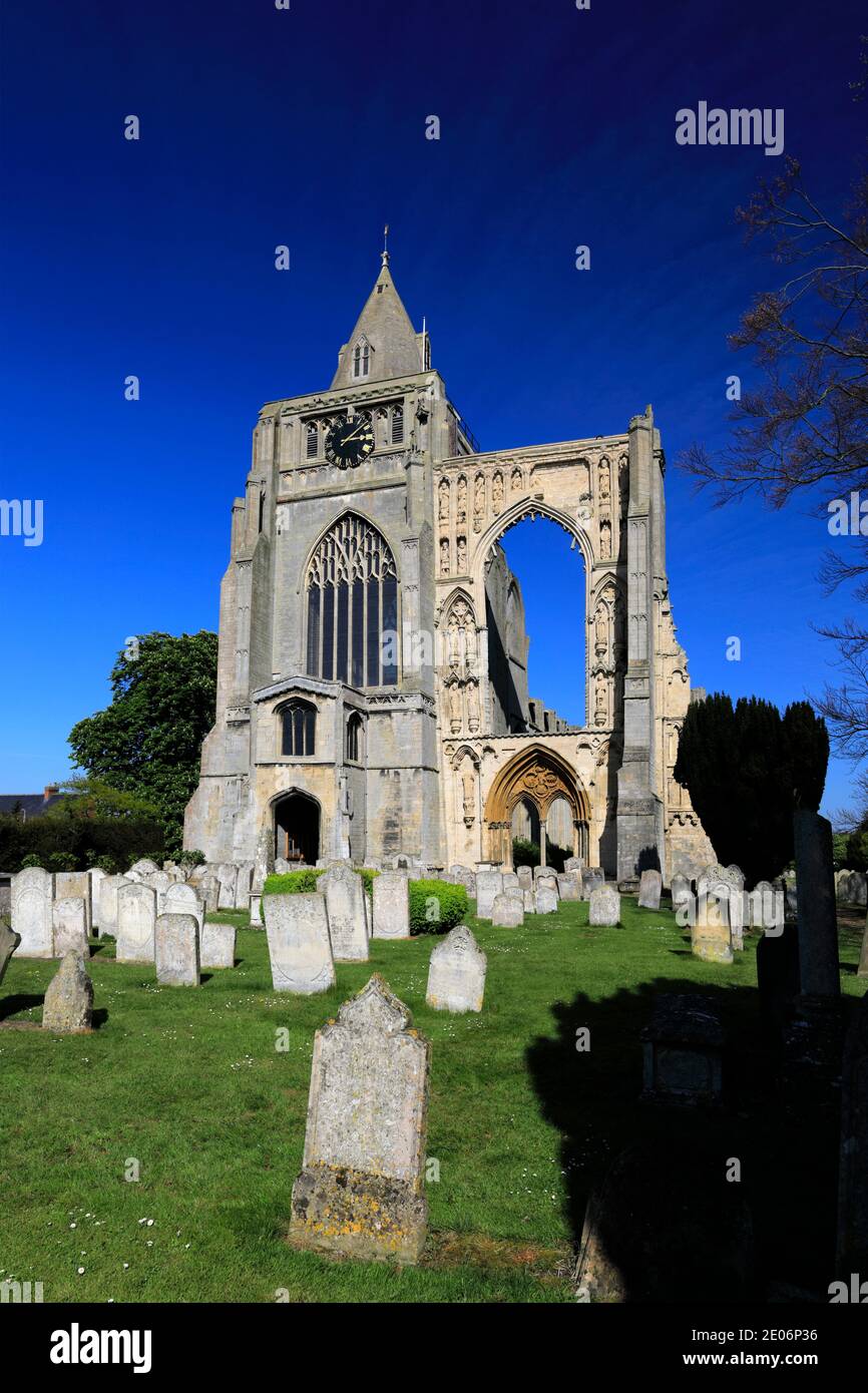 Summer view of Crowland Abbey; Crowland town; Lincolnshire; England; UK ...