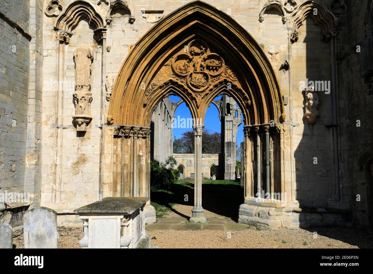 Summer view of Crowland Abbey; Crowland town; Lincolnshire; England; UK ...