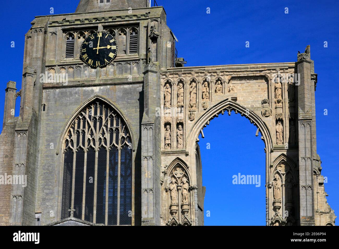 Summer view of Crowland Abbey; Crowland town; Lincolnshire; England; UK ...