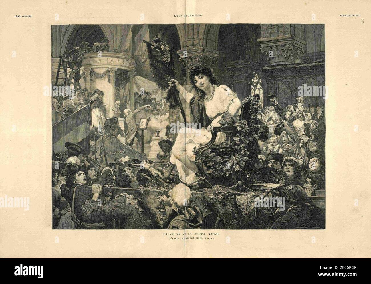 Le culte de la déesse Raison - gravure d'après Charles Müller Stock ...