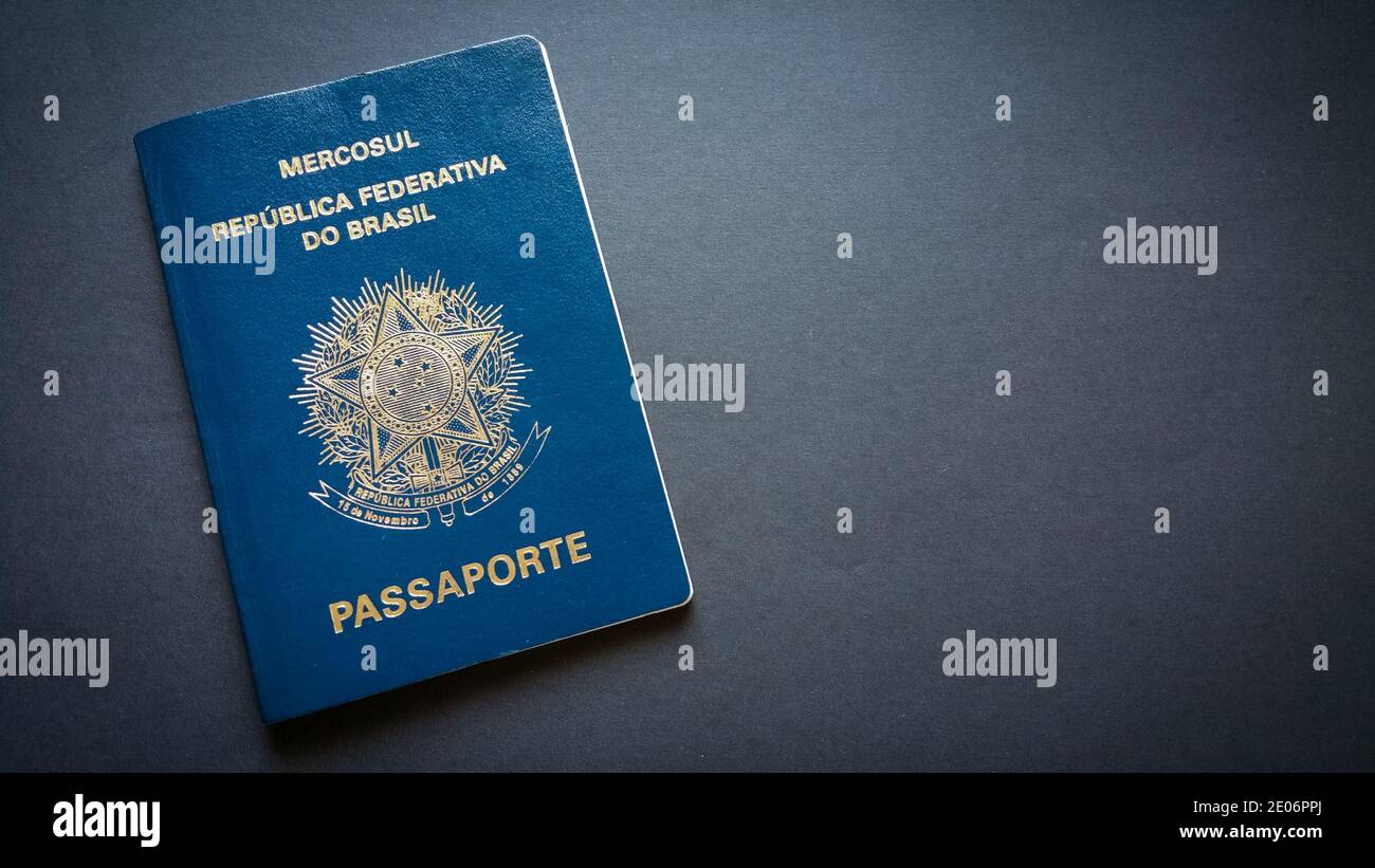 Brazilian passport with black background Stock Photo - Alamy