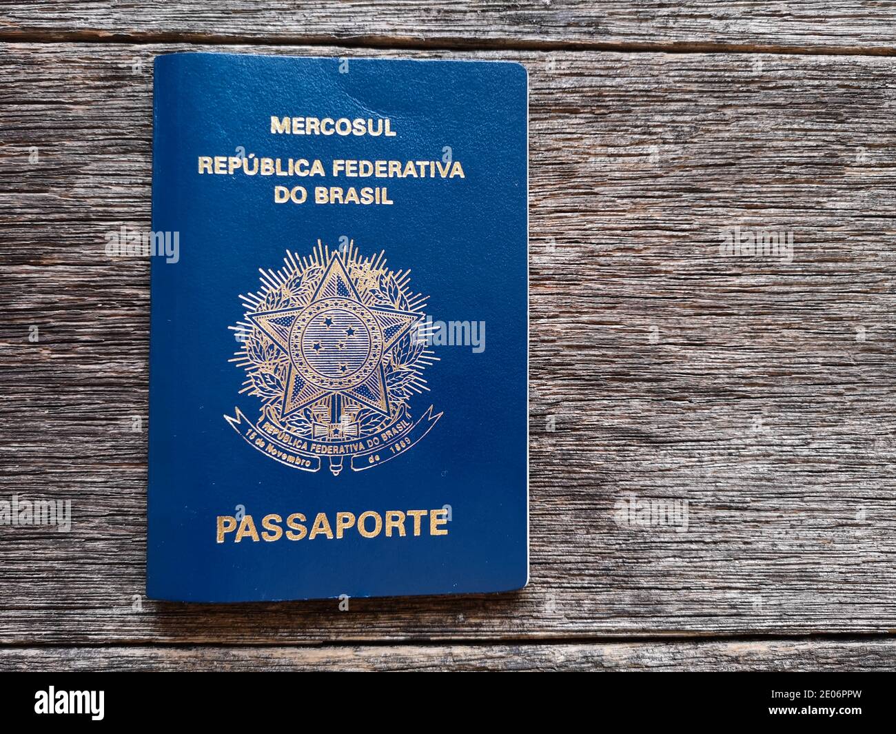 Brazilian passport with wooden background Stock Photo - Alamy