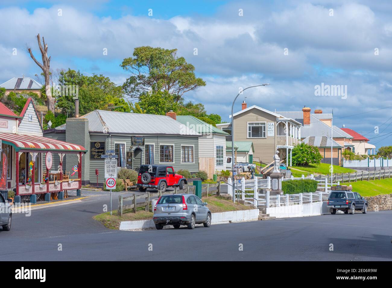 STANLEY, AUSTRALIA, FEBRUARY 28, 2020: Colorful houses in the center of ...
