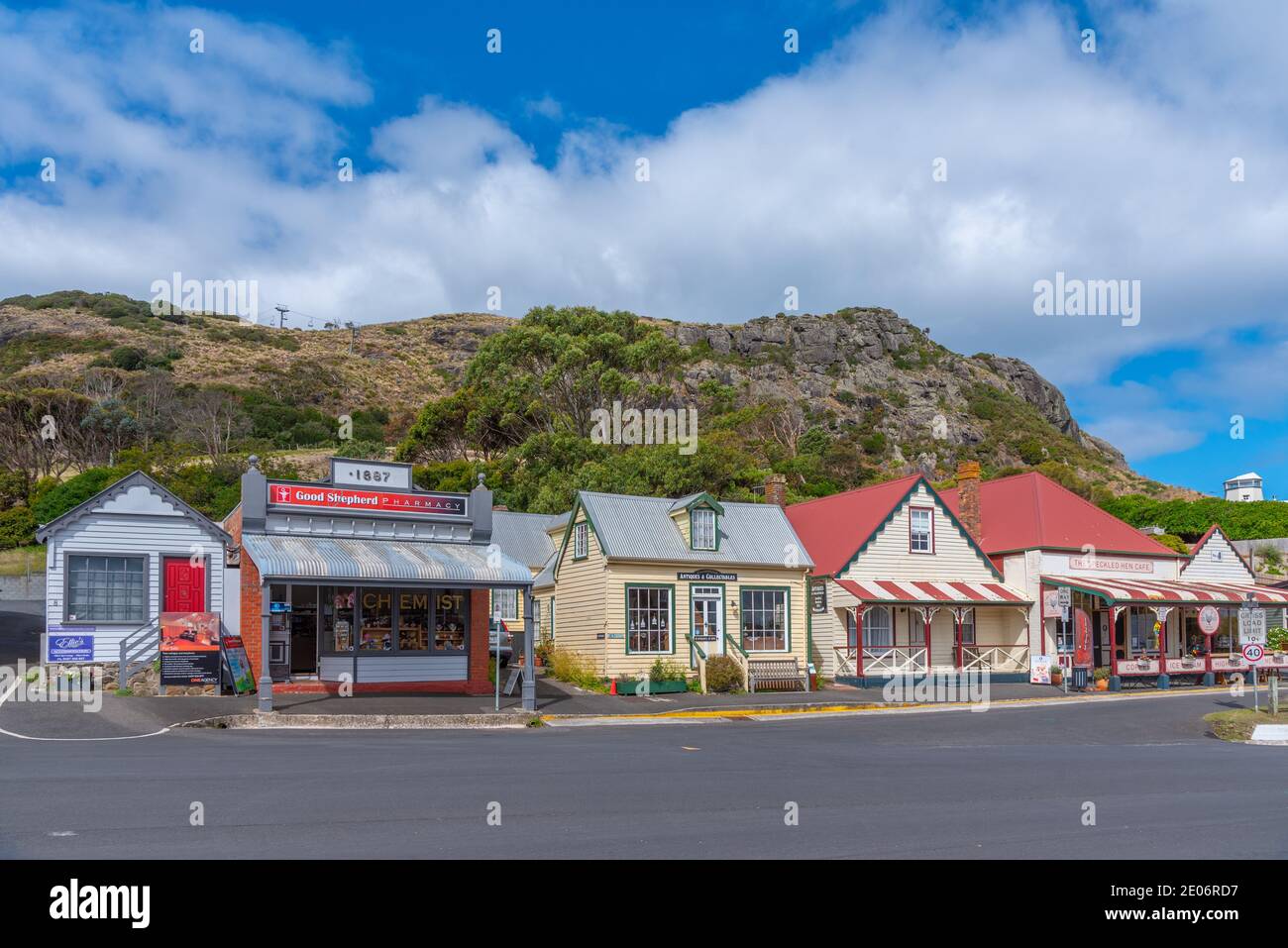 STANLEY, AUSTRALIA, FEBRUARY 28, 2020: Colorful houses in the center of ...