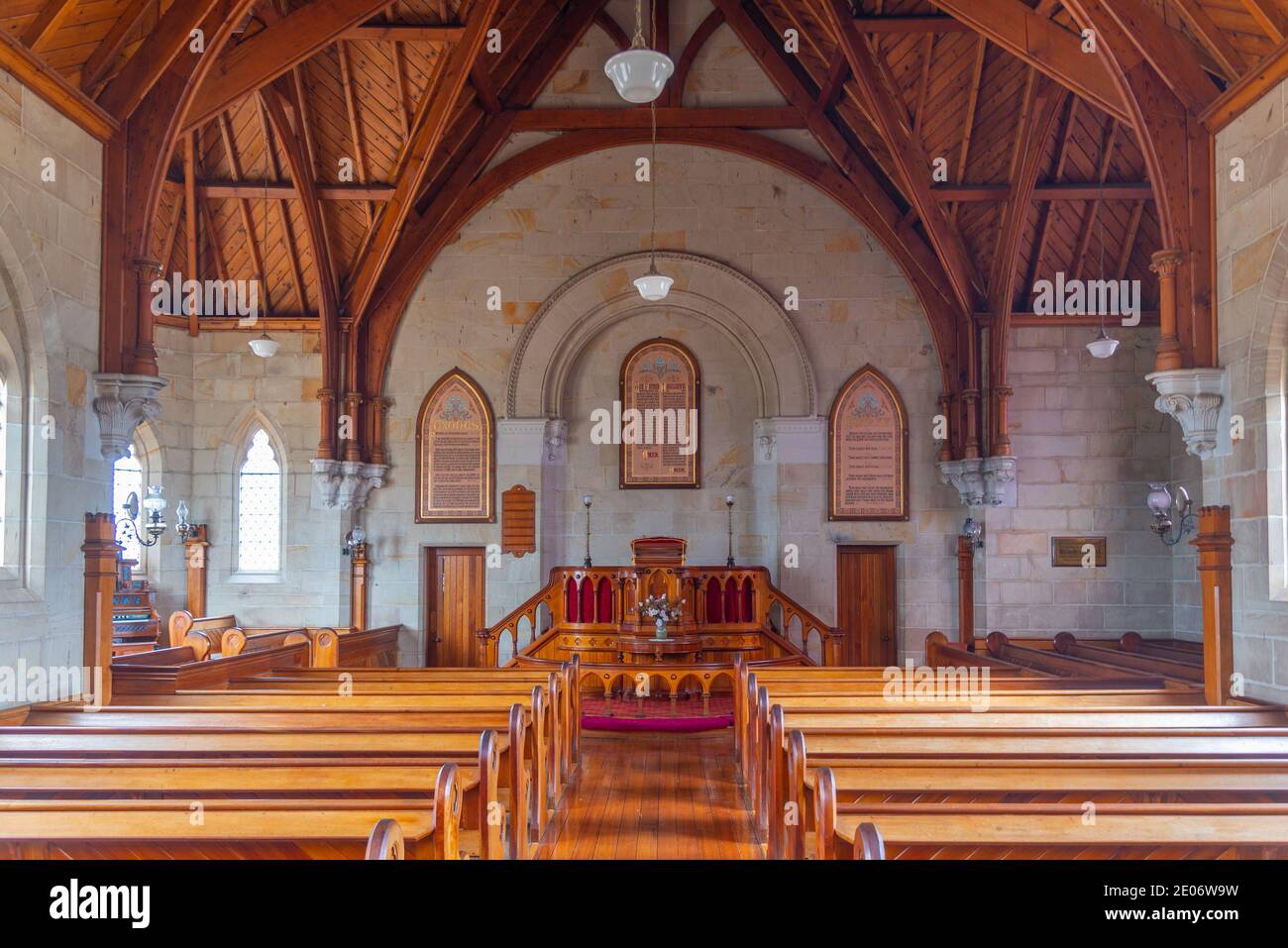 ROSS, AUSTRALIA, FEBRUARY 24, 2020: Interior of Ross Uniting Church at ...