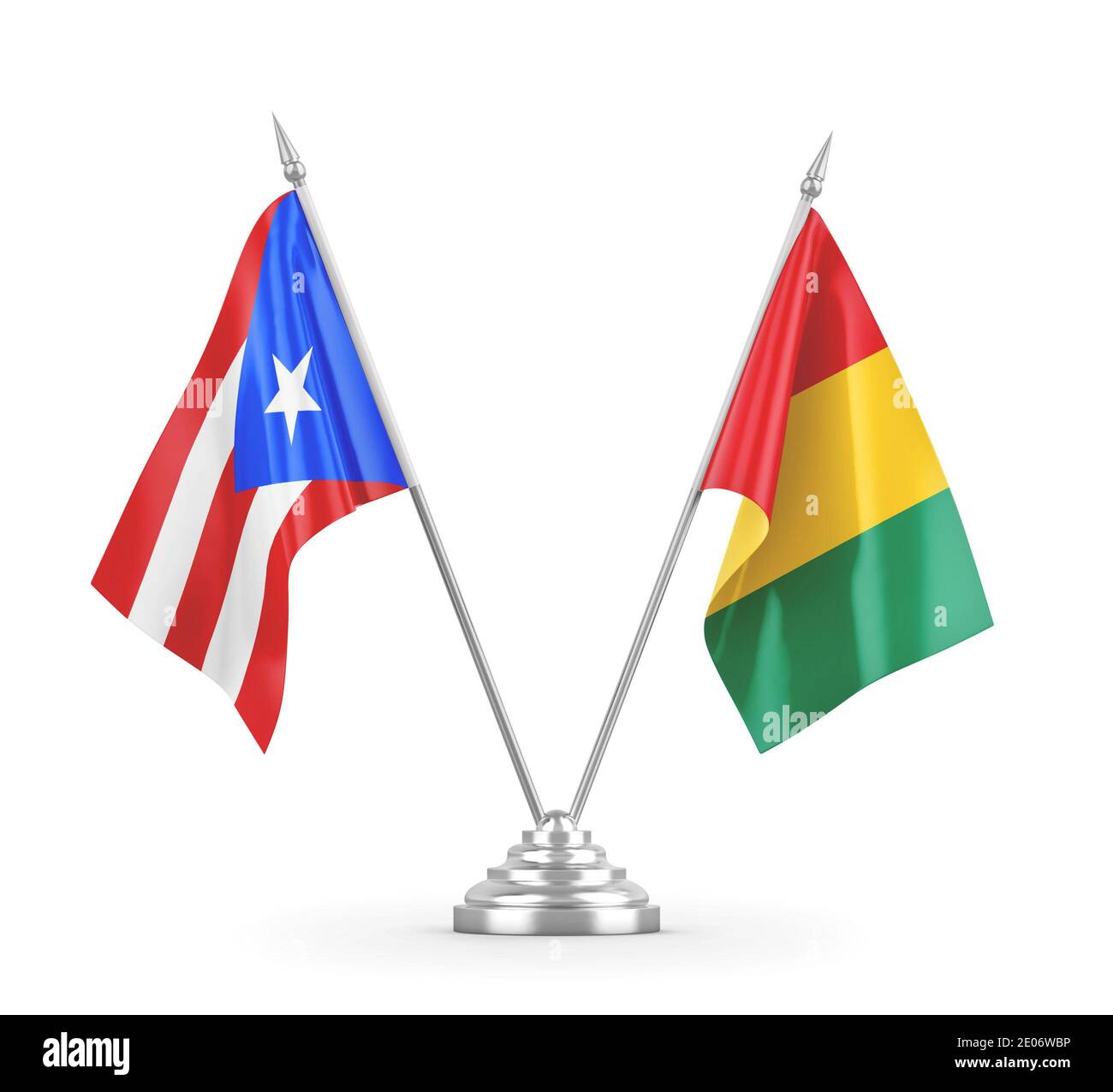 Guinea and Puerto Rico table flags isolated on white background 3D ...