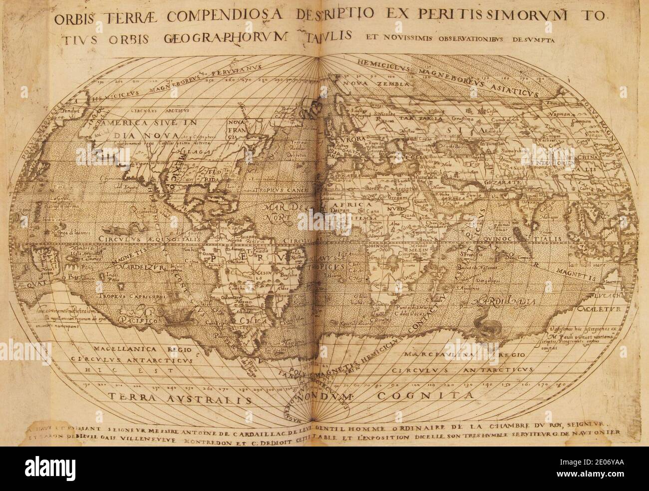 Le Nautonier - 1603 - first plot of the geomagnetic equator - color ...